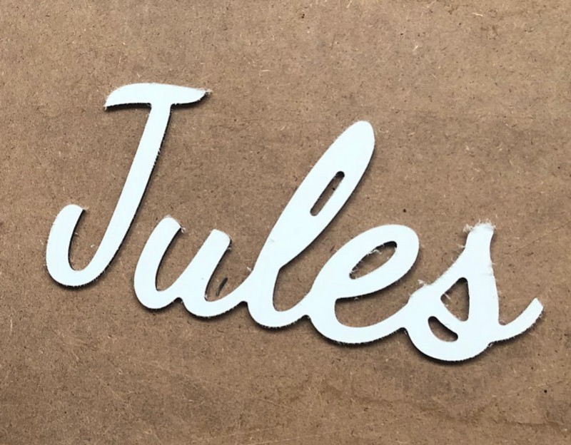 Prénom décoratifs et lettres en alu attachées - Prénom découpé Jules